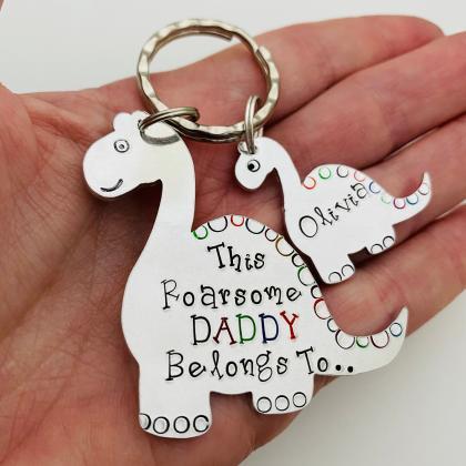 This Roarsome Daddy Belongs To Keyring, Dinosaur Keychain, Fathers Day ...